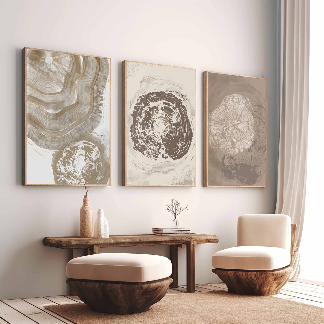 Tree Ring Prints Set of 3 Abstract Tree Stump Prints Tree Ring Art ...