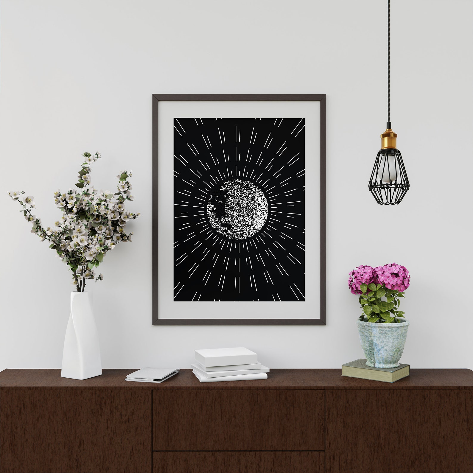Abstract Sun Print Black Sunburst Sun Rise Art Moon - Etsy