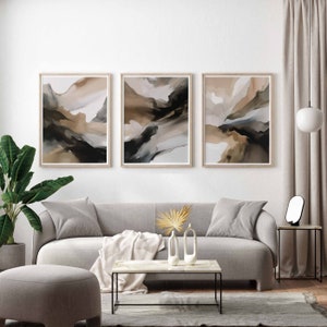 Abstract Wall Art Textured Gallery Wall Art Set of 3 Neutral Tones ...