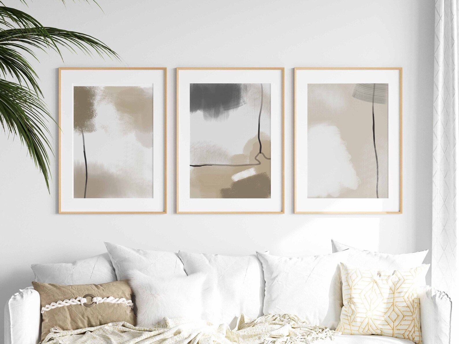 Modern/simple/neutral Gallery Wall Art Set of 3 Abstract Art Earthtone ...