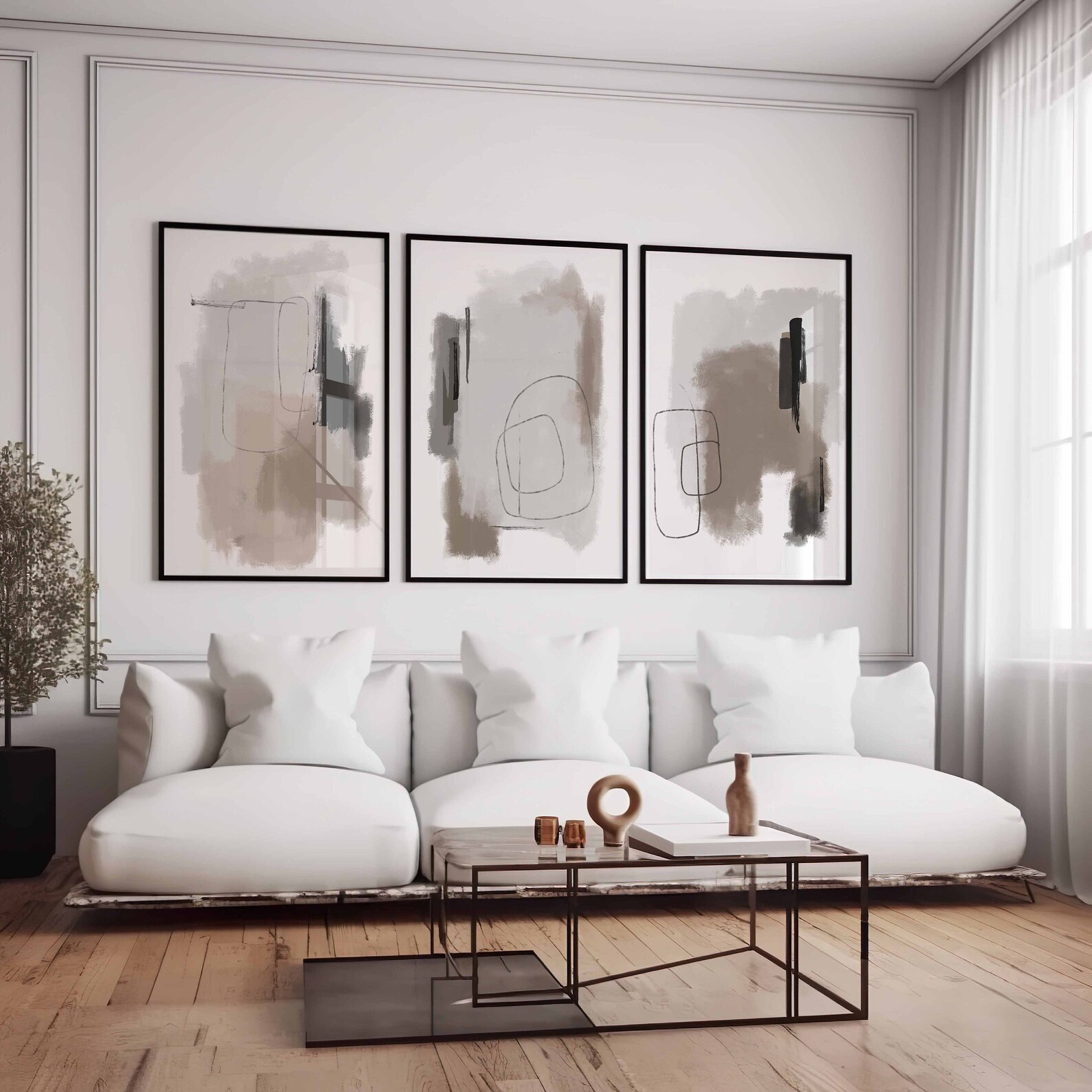Printable Wall Art Abstract Wall Art Posters Set of 3 Farmhouse Prints ...