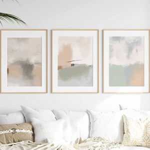 Modern Neutral Abstract Gallery Wall Art Set of 3 Minimal Neutral ...