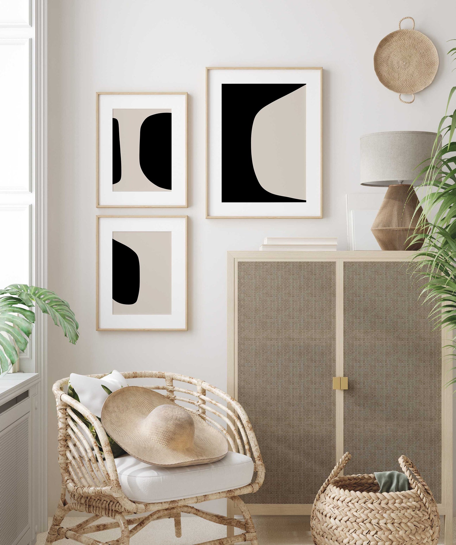 Neutral Modern Minimal Gallery Wall Art Set of 3 Black Beige - Etsy