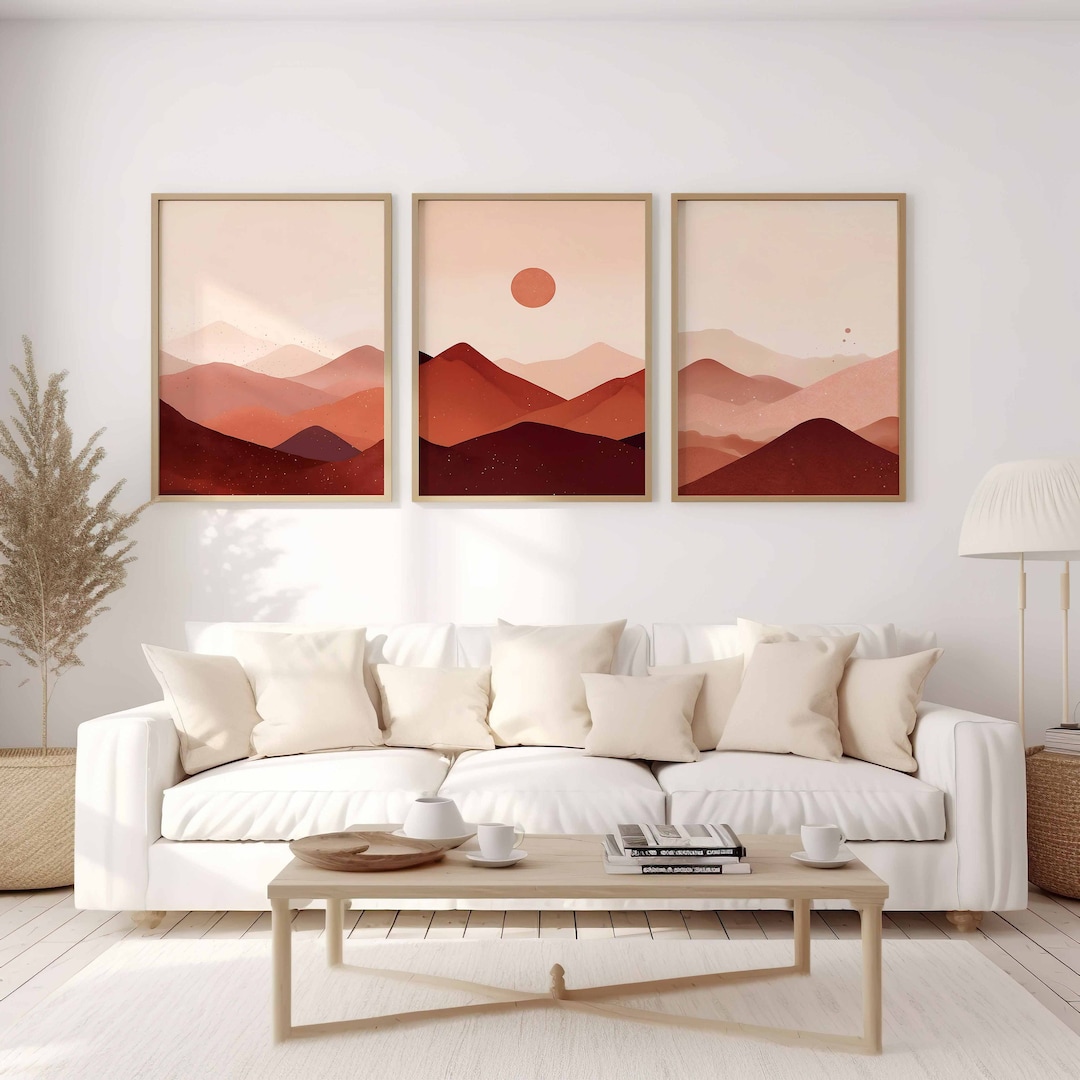 Boho Drucke Minimal Decor 3er Set Moderne Drucke Schlafzimmer Wand Kunst Wohnkultur Terrakotta ...