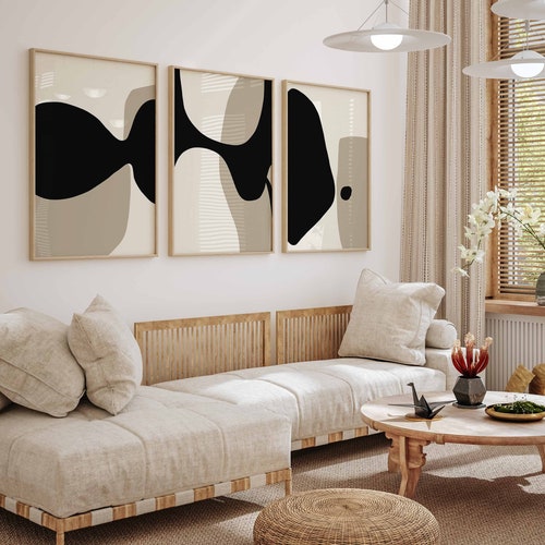 Modern Neutral Abstract Gallery Wall Art Set of 3 Beige Earth - Etsy