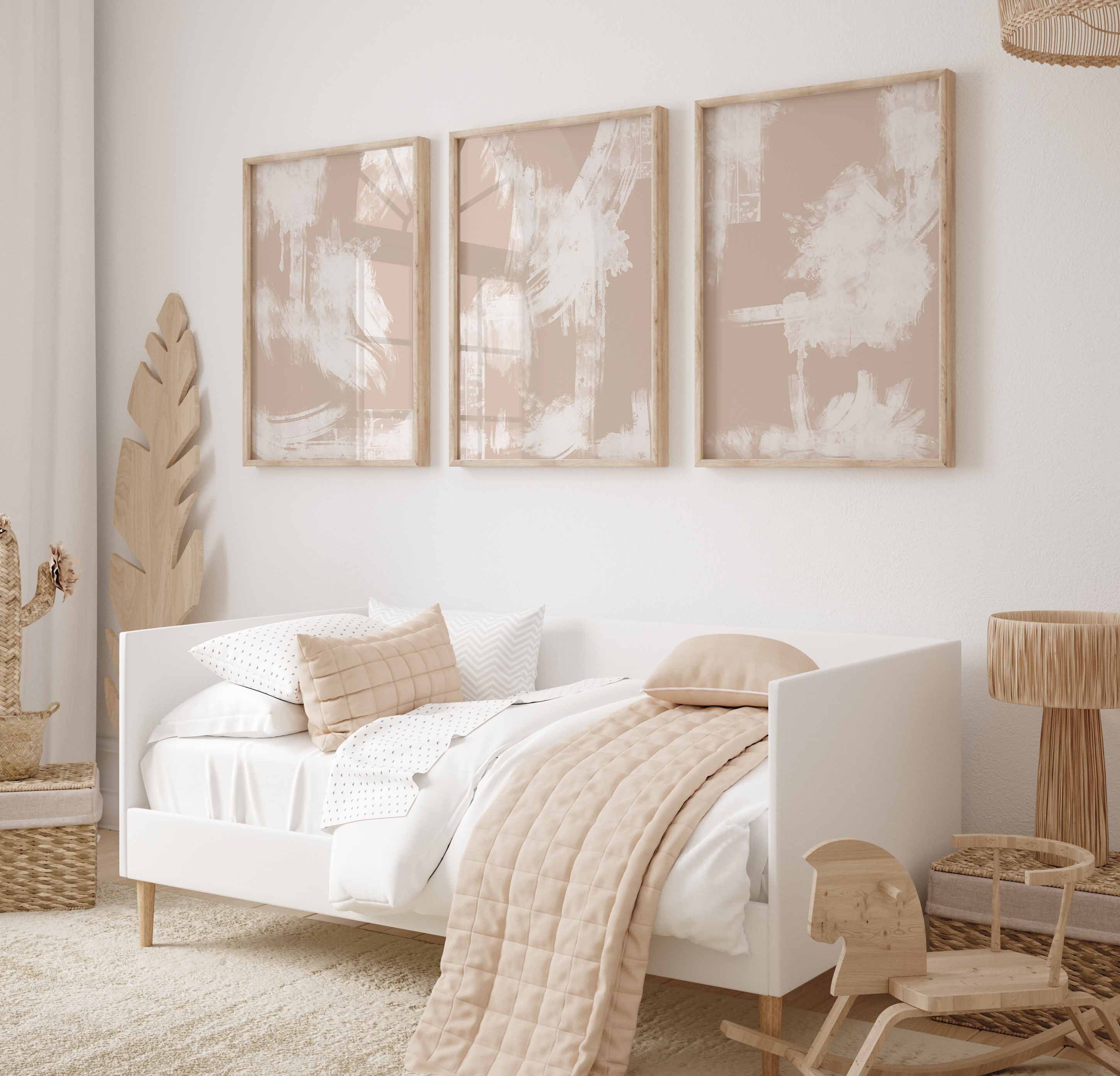 Modern Minimal Simple Gallery Wall Art Set of 3 Abstract Art Beige ...
