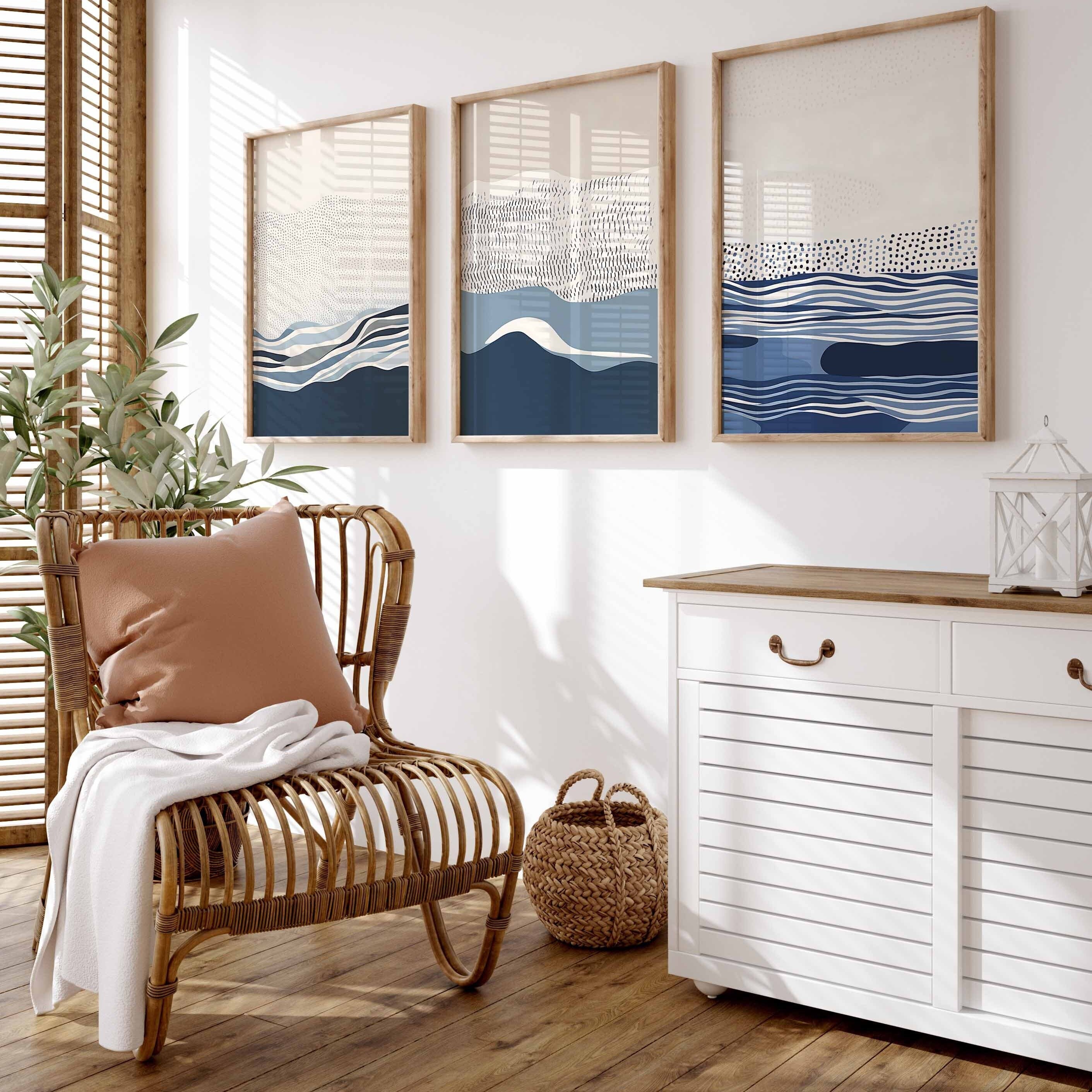 Blue Printable Art Minimalist Set of 3 Modern Wall Art Navy Blue Prints ...