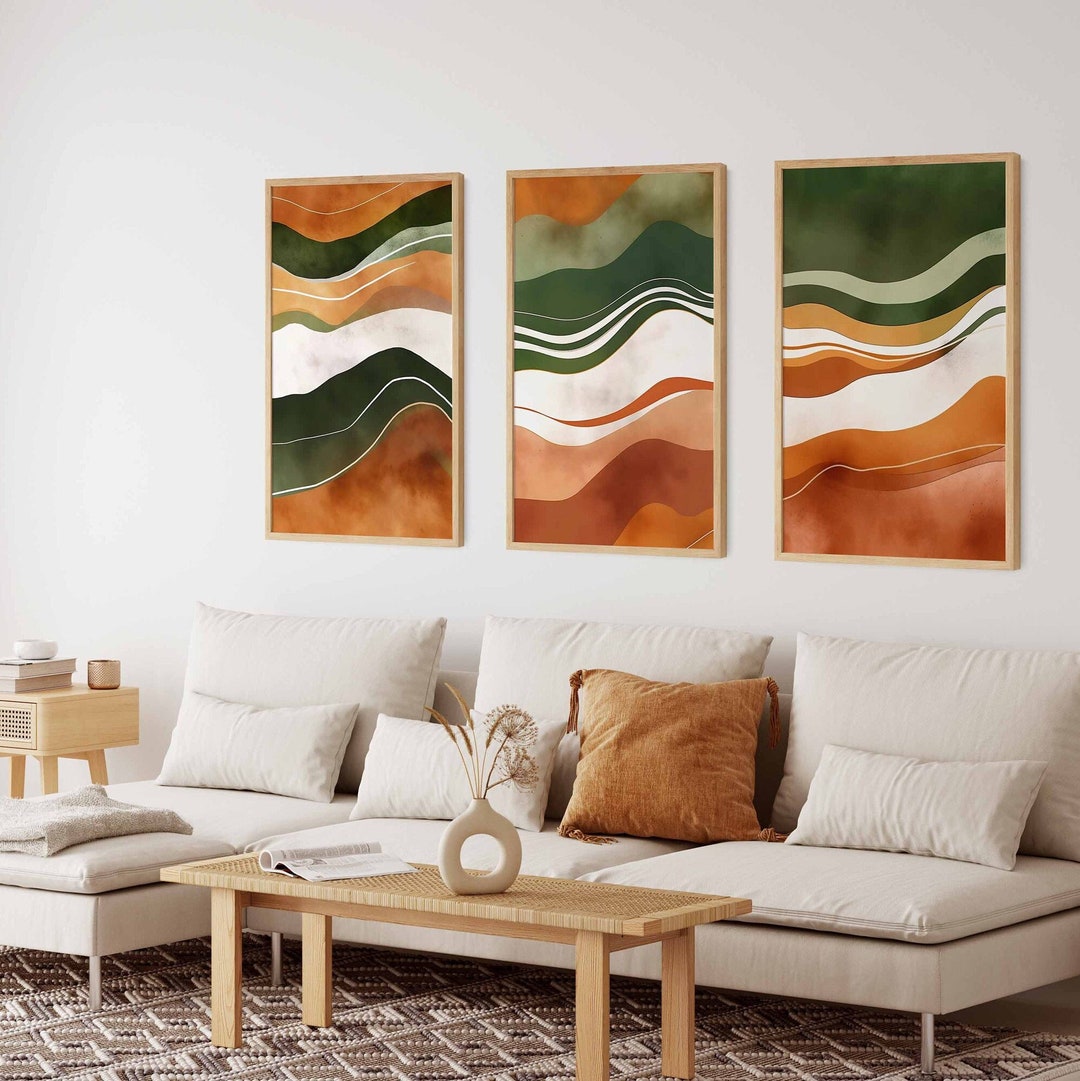 Trendy Aesthetic Emerald Green Wall Art Set of 3 Terracotta Wall Art ...