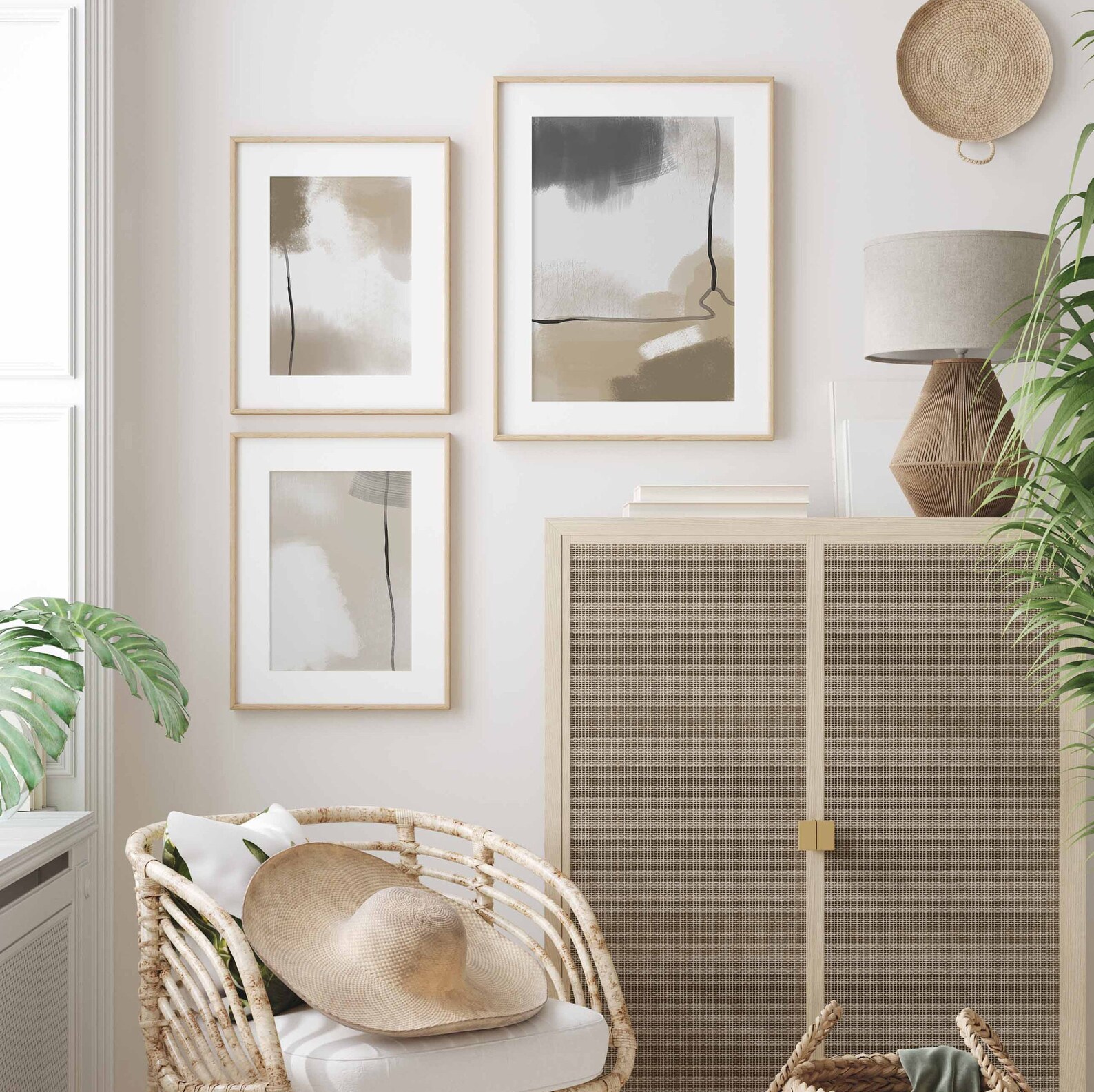 Modern/simple/neutral Gallery Wall Art Set of 3 Abstract Art - Etsy