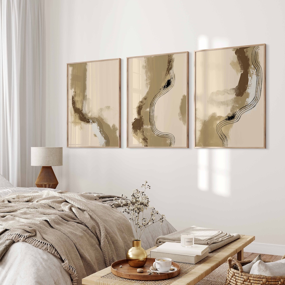 Modern Neutral Abstract Gallery Wall Art Set of 3 Black - Etsy