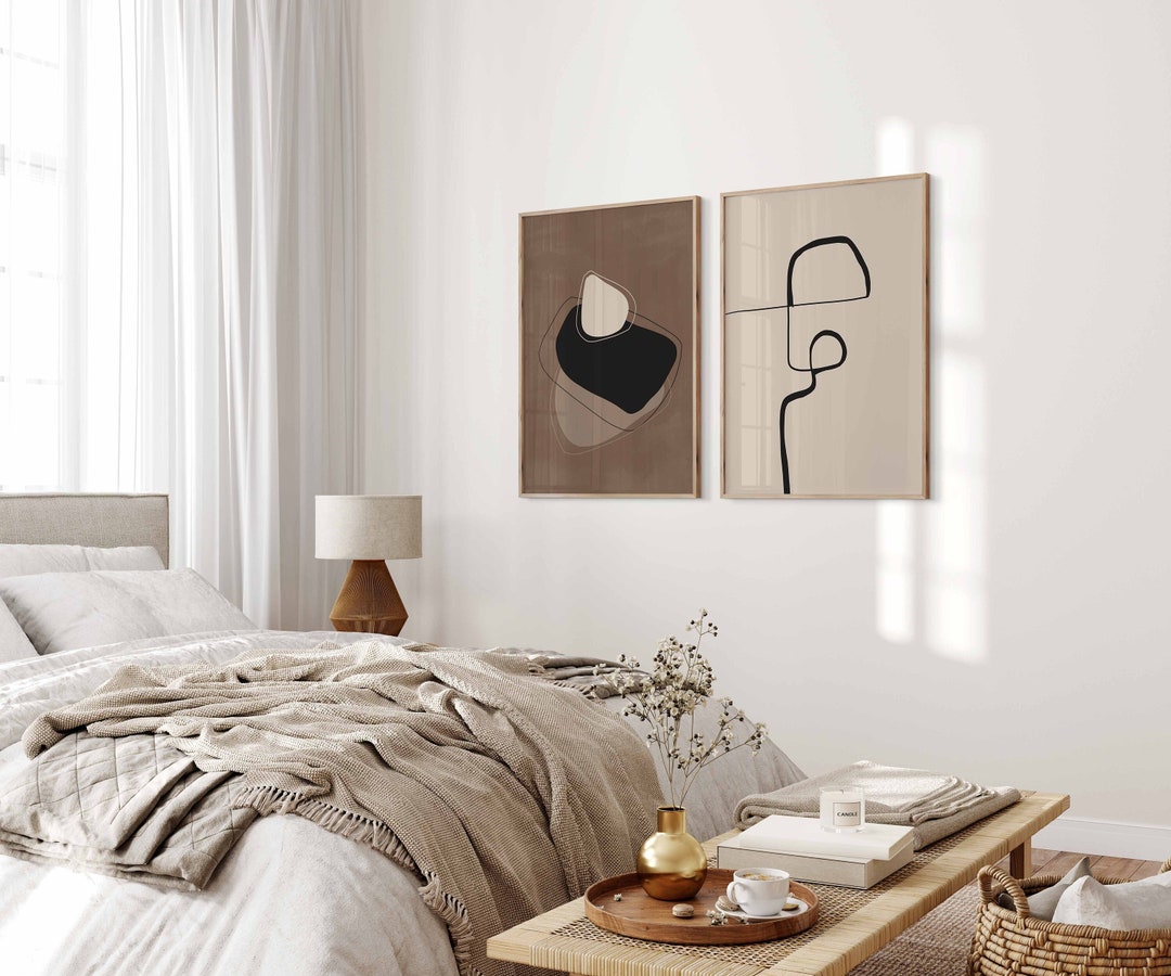 Modern/simple/minimal Mid Century Terracotta Art Set of 2 Abstract Art ...