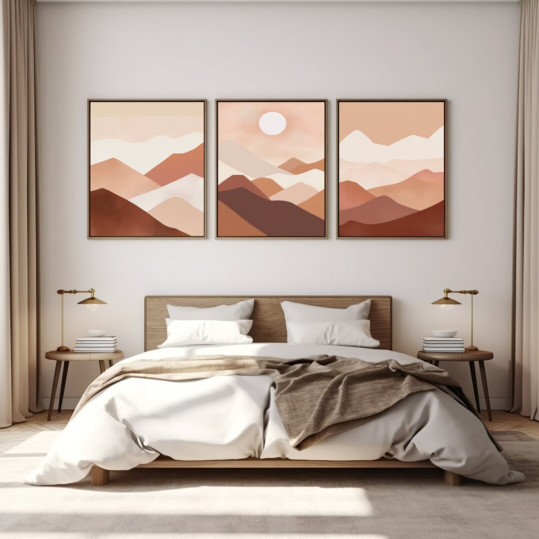 Einfache Moderne Abstrakte Berg Druck Set 3 Minimal Terrakotta - Etsy.de