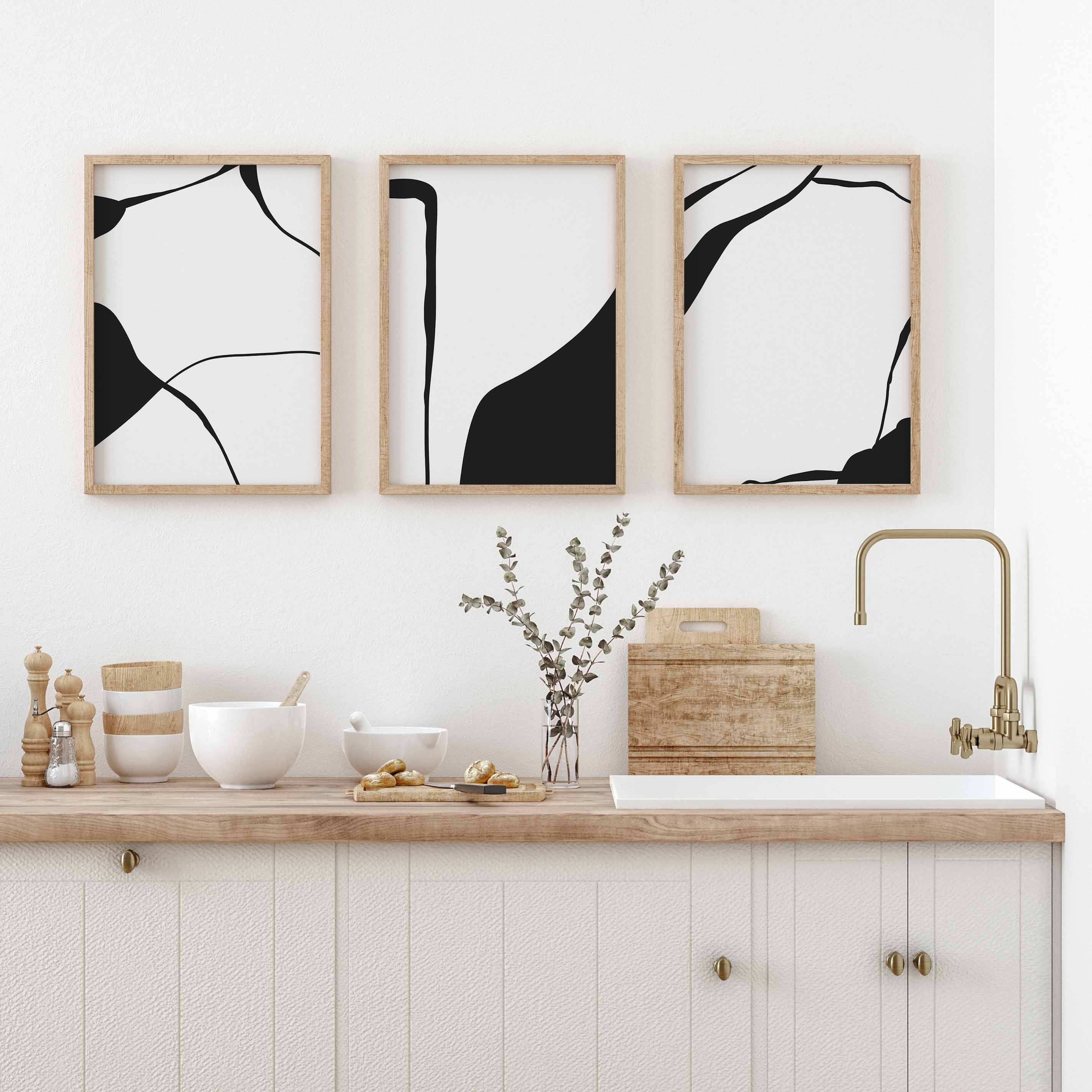 Black and White Prints Black Abstract Art Set of 3 Prints Gallery Wall ...