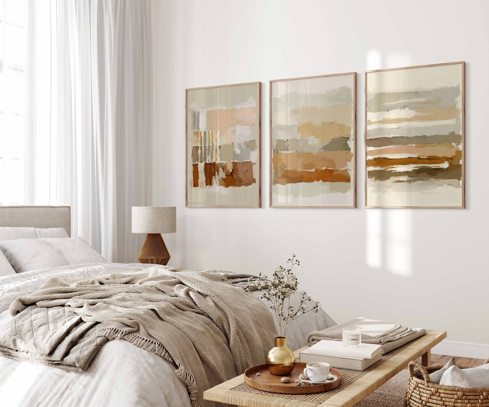 Modern Neutral Abstract Gallery Wall Art Set of 3 Beige Earth - Etsy