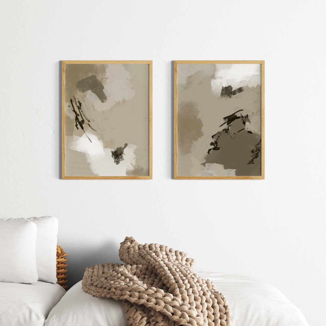 Modern Neutral Art Gallery Wall Art Set of 2 Beige Neutral Prints ...