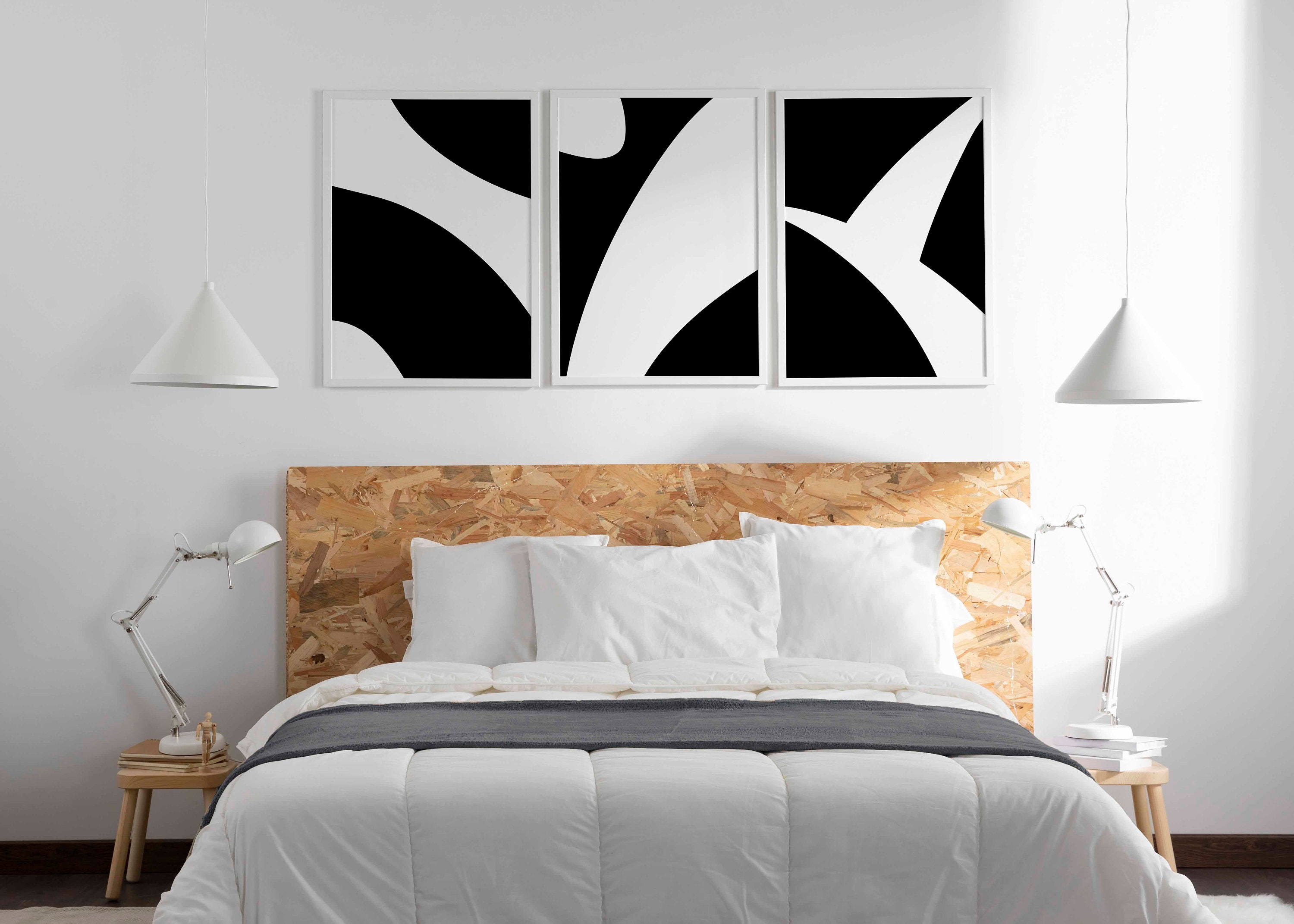 Minimalist Modern Simple Black White Wall Art Set of 3 Abstract Art ...