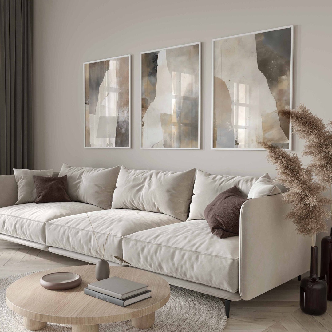 Beige Wall Art Modern Neutral Art Gallery Wall Art Set of 3 Greige Wall ...