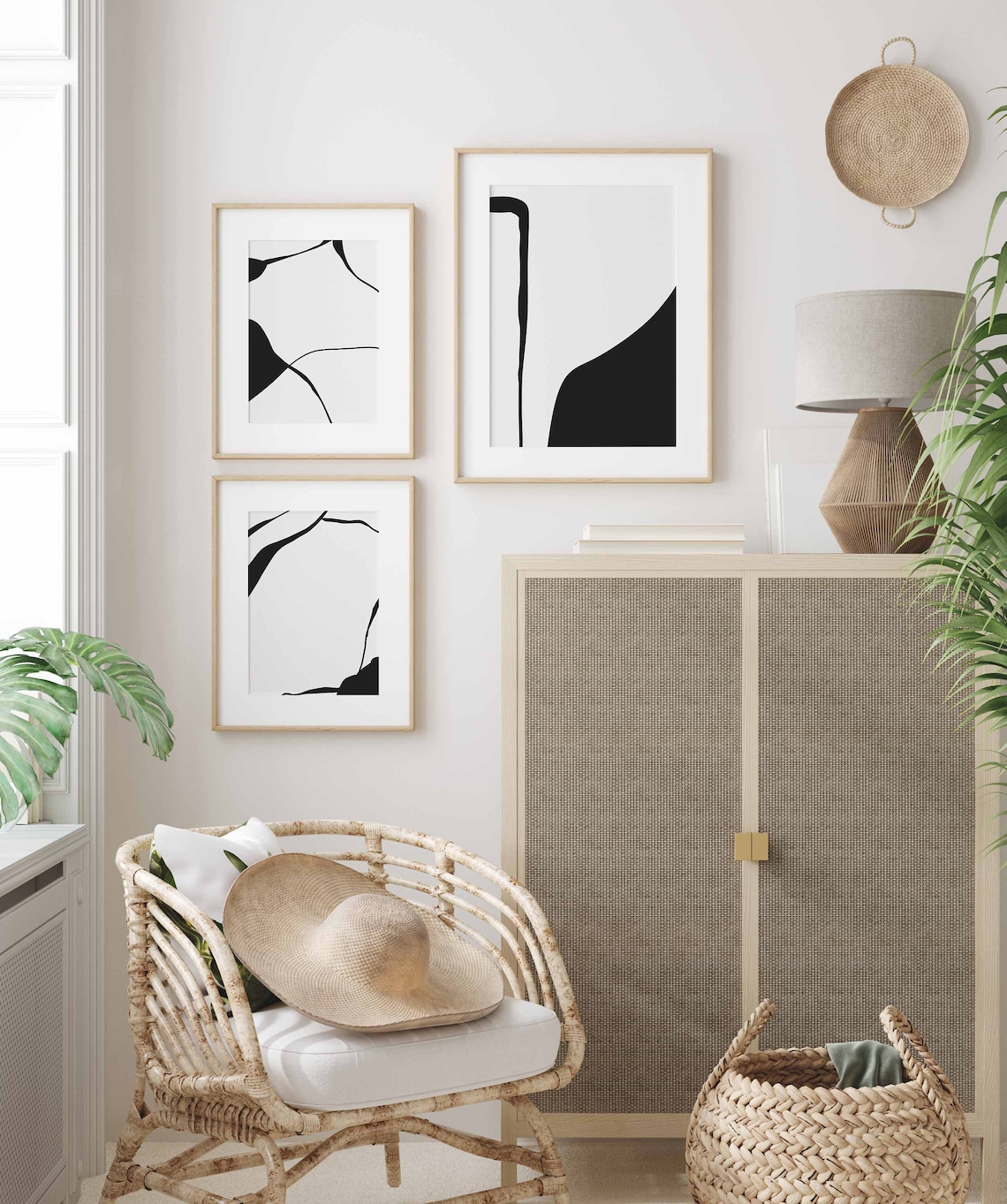 Modern Simple Minimal Gallery Wall Art Set of 3 Black and - Etsy