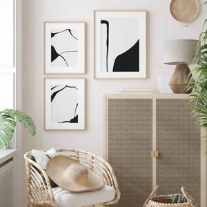 Modern Simple Minimal Gallery Wall Art Set of 3 Black and - Etsy