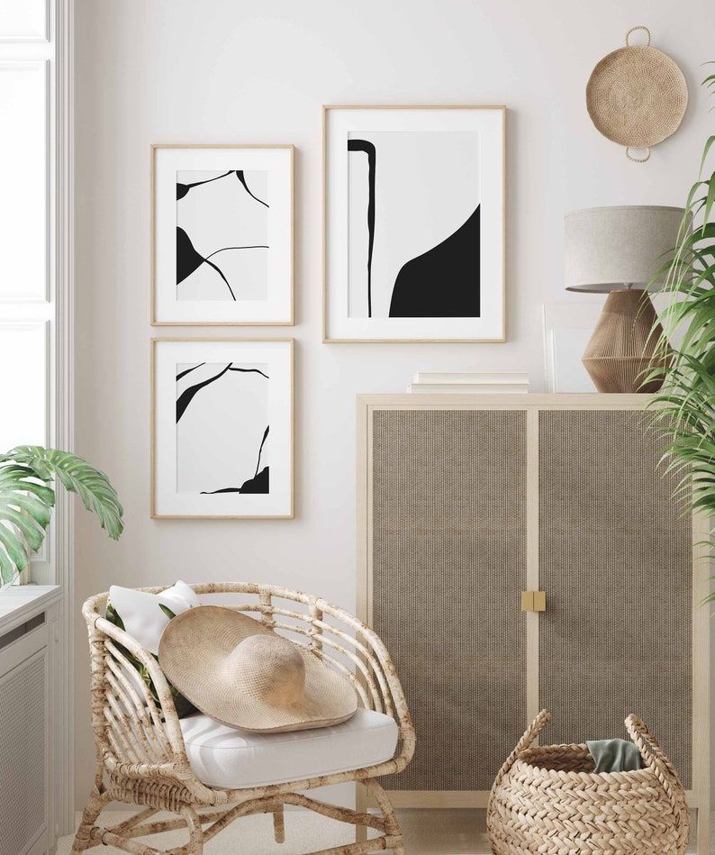 Modern Simple Minimal Gallery Wall Art Set of 3 Black and - Etsy