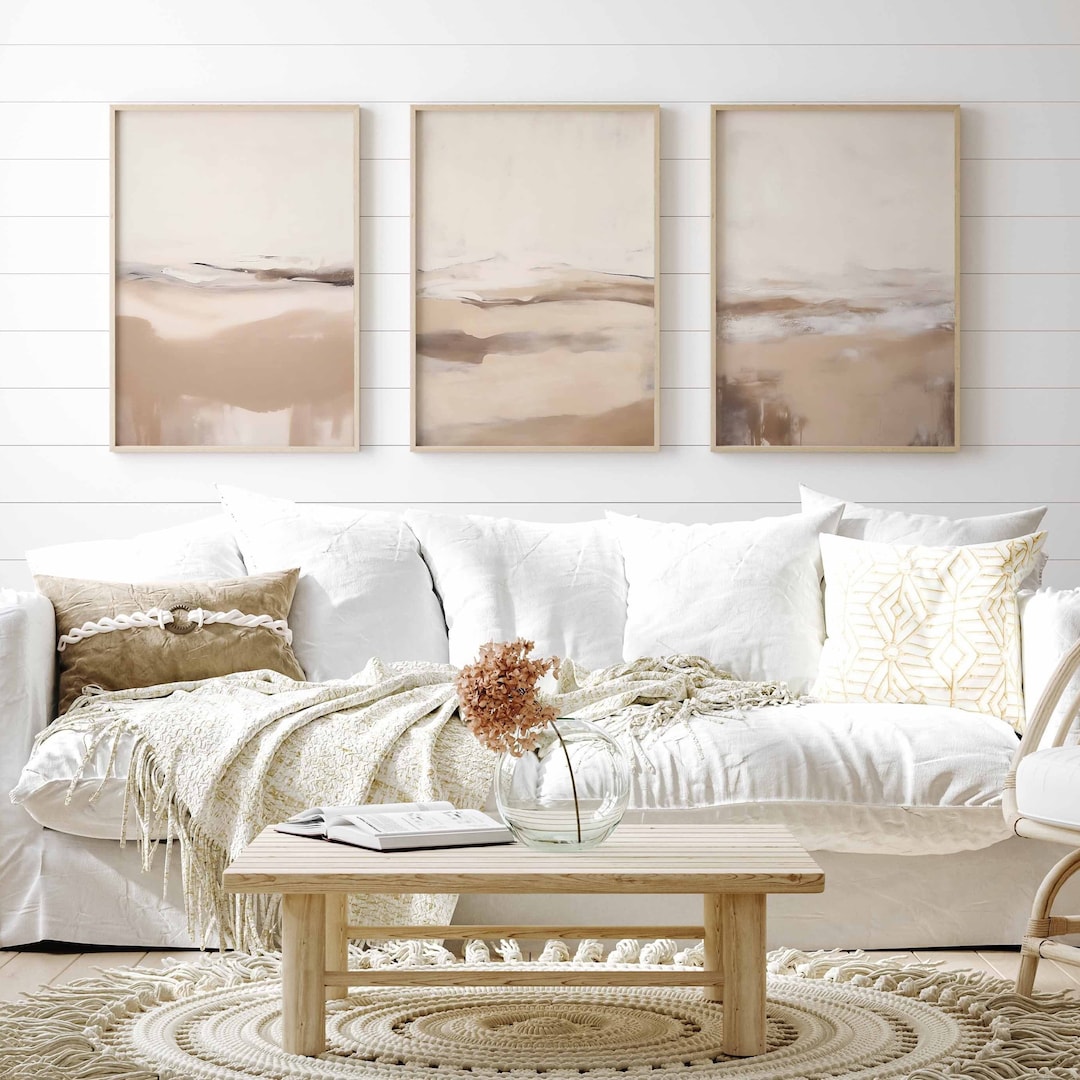 Beige Wall Art Abstract Art Set of 3 Nordic Prints New Home Decor ...