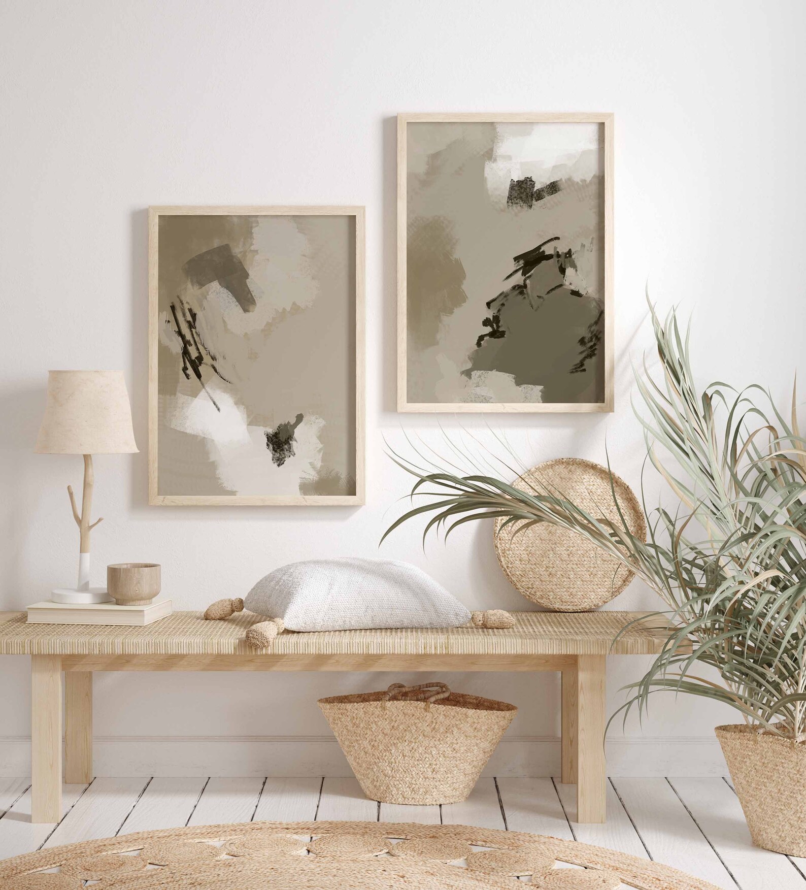 Modern Neutral Art Gallery Wall Art Set of 2 Beige Neutral Prints ...