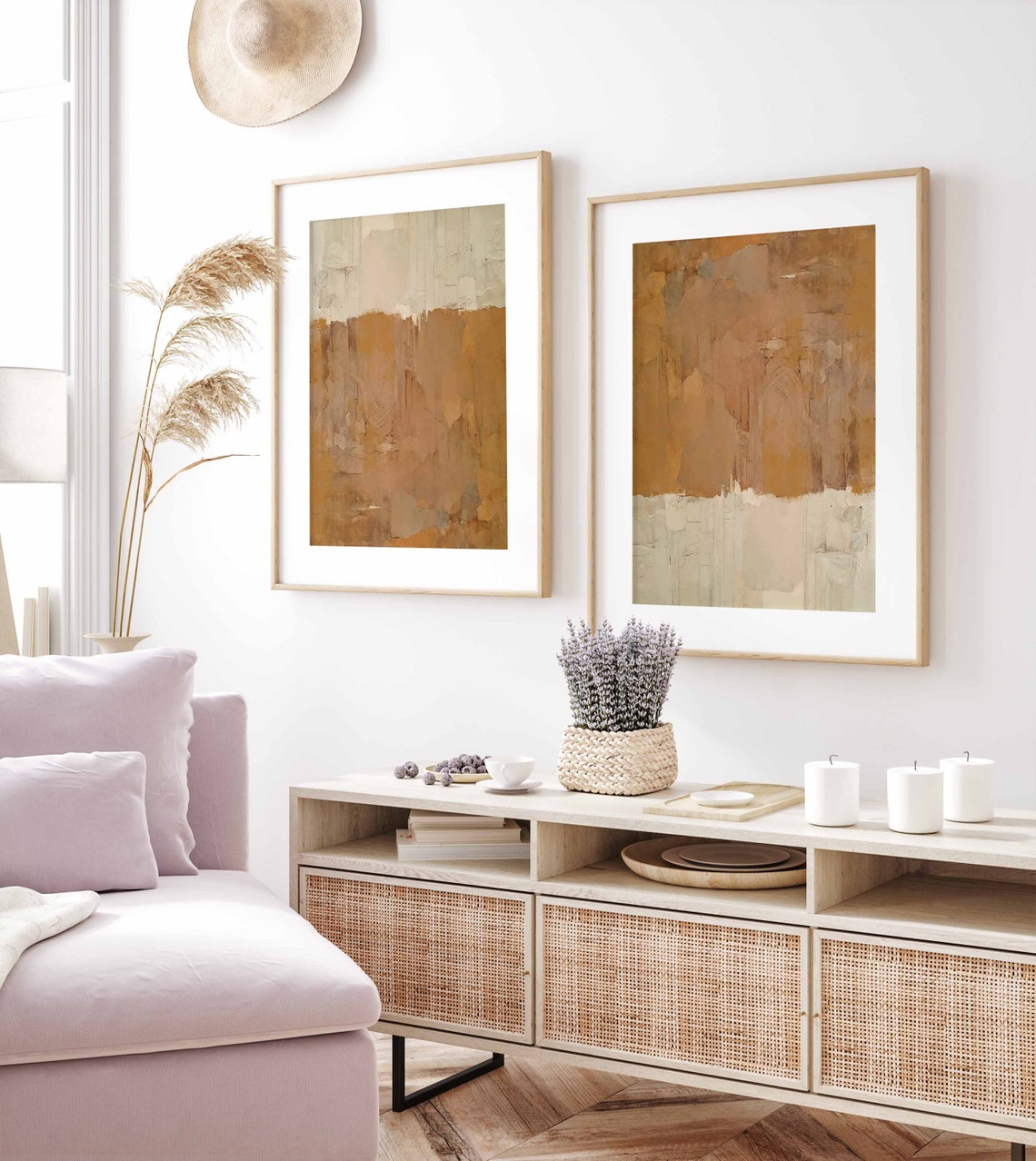 Modern Simple Earth Tone Wall Art Set of 2 Abstract Art - Etsy