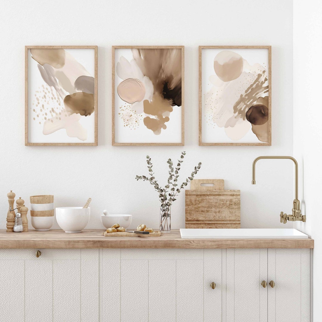 Minimalist Beige Wall Art Neutral Prints Set of 3 Boho Room Decor ...