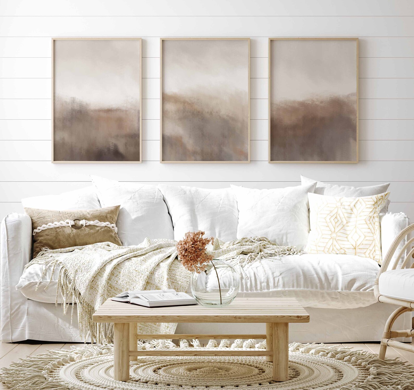 Neutral Abstract Gallery Art Prints Set of 3 Beige Wall Art Earth Tones ...