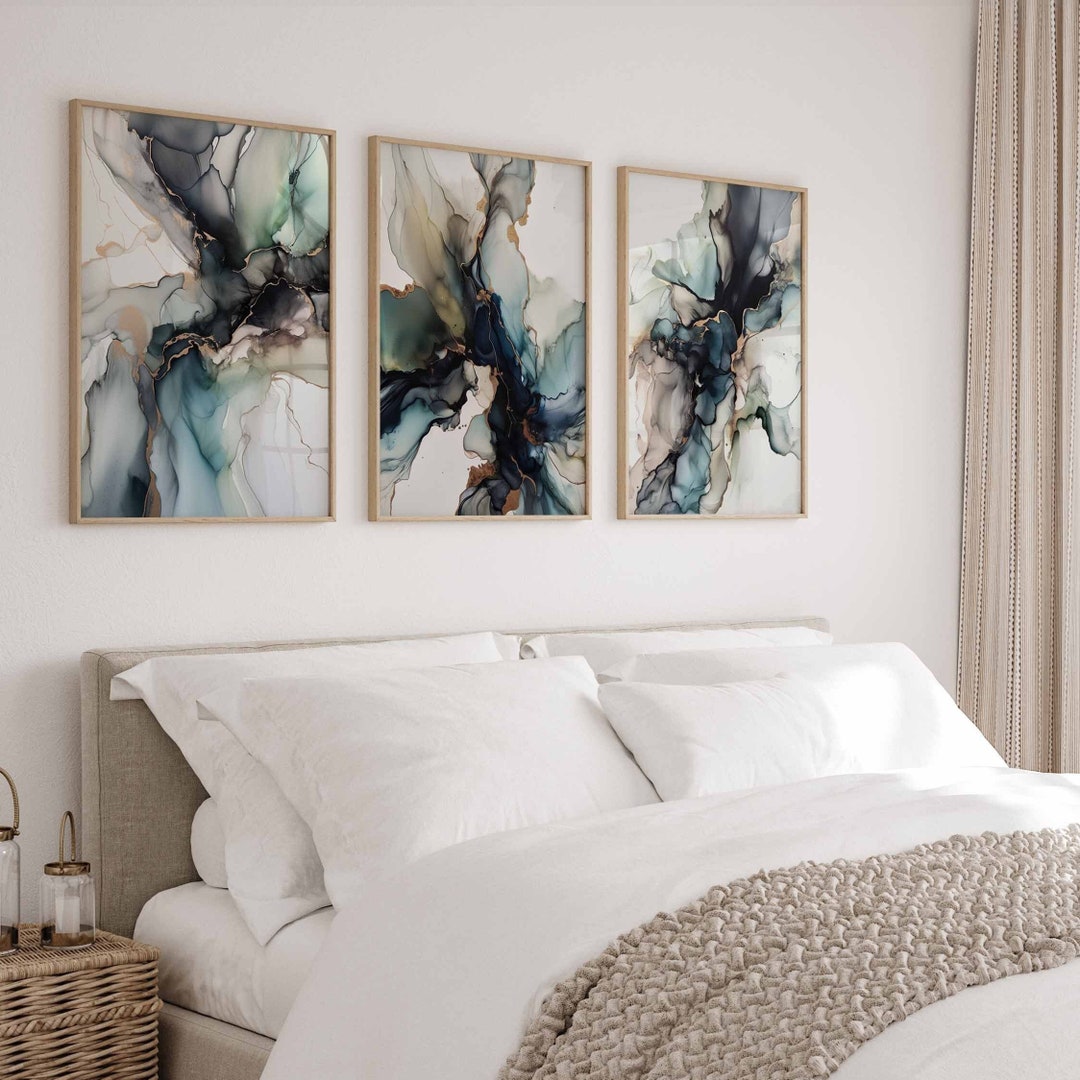 Modern Simple Abstract Wall Art Set of 3 Watercolor Printable Wall Art ...