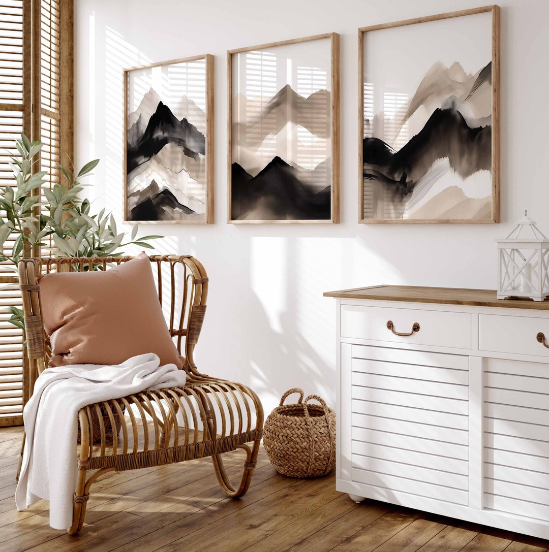 Minimalist Modern Beige Wall Art Set of 3 Neutral Prints Minimalistic ...
