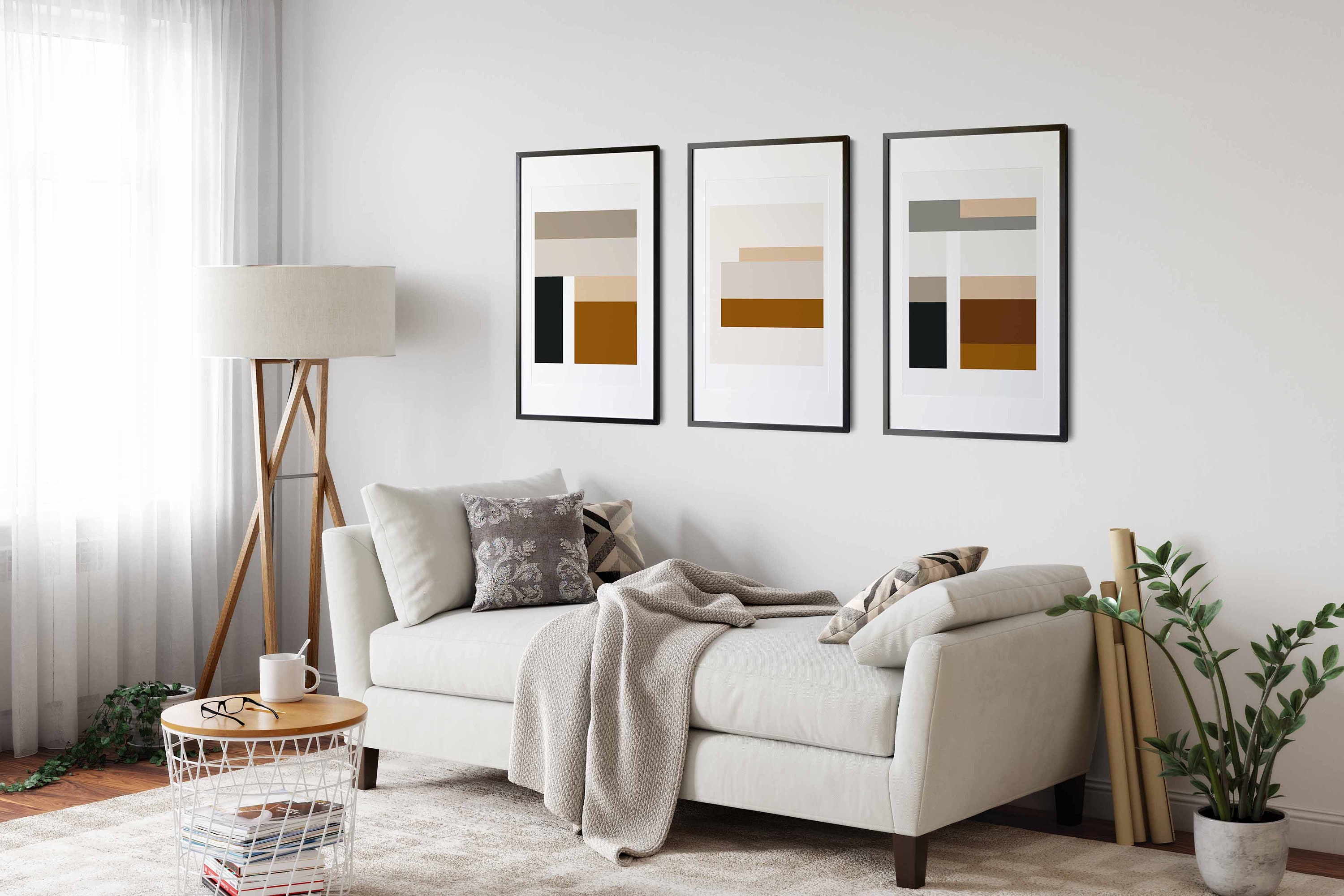 Modern Geometric Art Print Set of 3 Terracotta Wall Art Geometric Wall ...