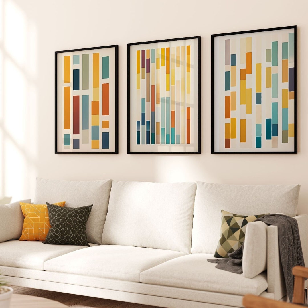 Retro Wall Art Prints Set of 3 Printable Retro Wall Decor Digital Wall Art Prints Modern Retro ...