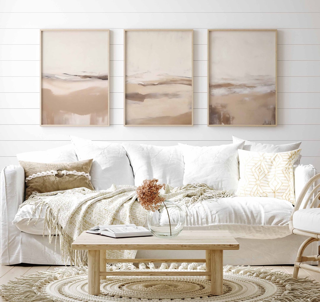 Modern Abstract Gallery Wall Art Set of 3 Abstract Beige Wall Art ...