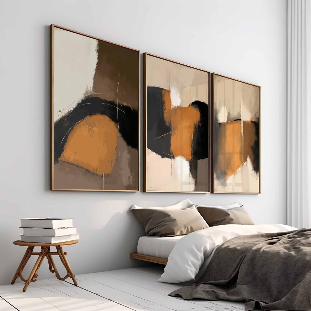 Modern Textured Abstract Set of 3 Prints, Neutral Art Print Set ...