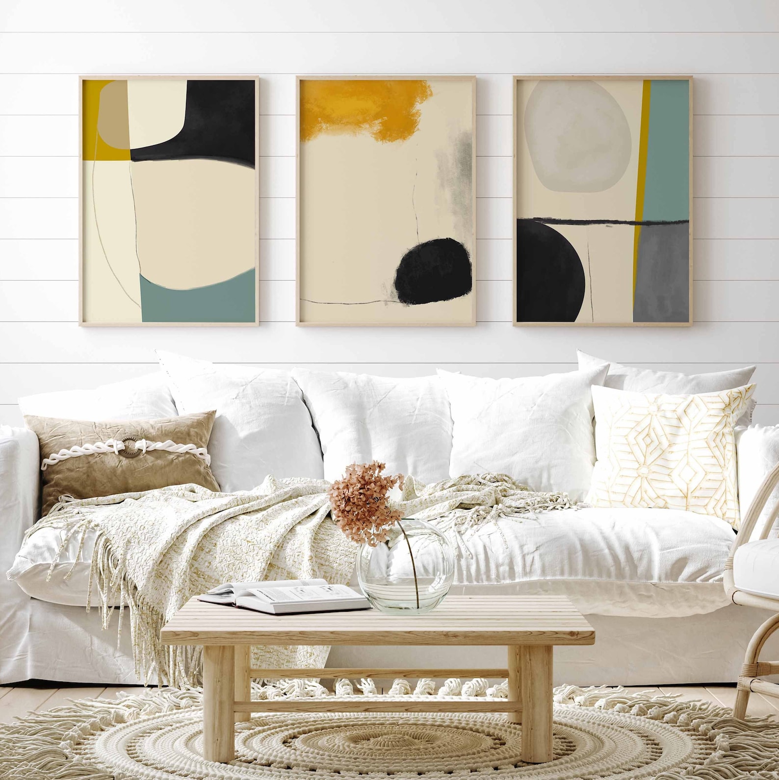 Abstract Art Print Set Modern Neutral Abstract Gallery Wall Art Set of ...