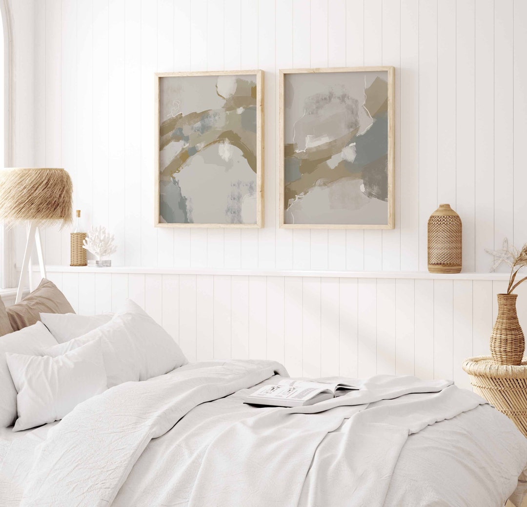 Modern Abstract Art Beige Prints Modern Bedroom Decor Living Room Art ...