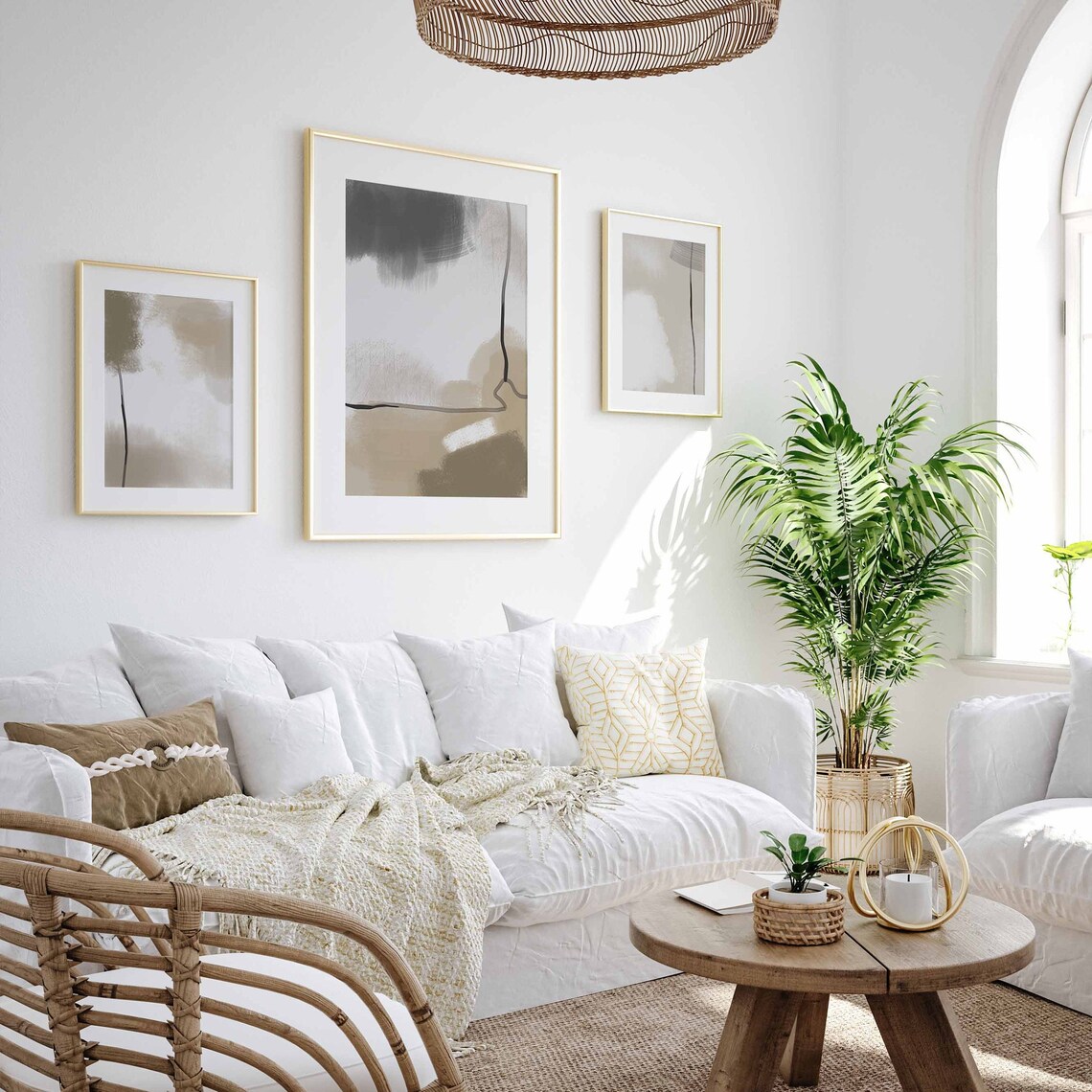 Modern/simple/neutral Gallery Wall Art Set of 3 Abstract Art - Etsy