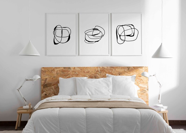 Modern Simple Minimal Gallery Wall Art Set of 3 Black and - Etsy