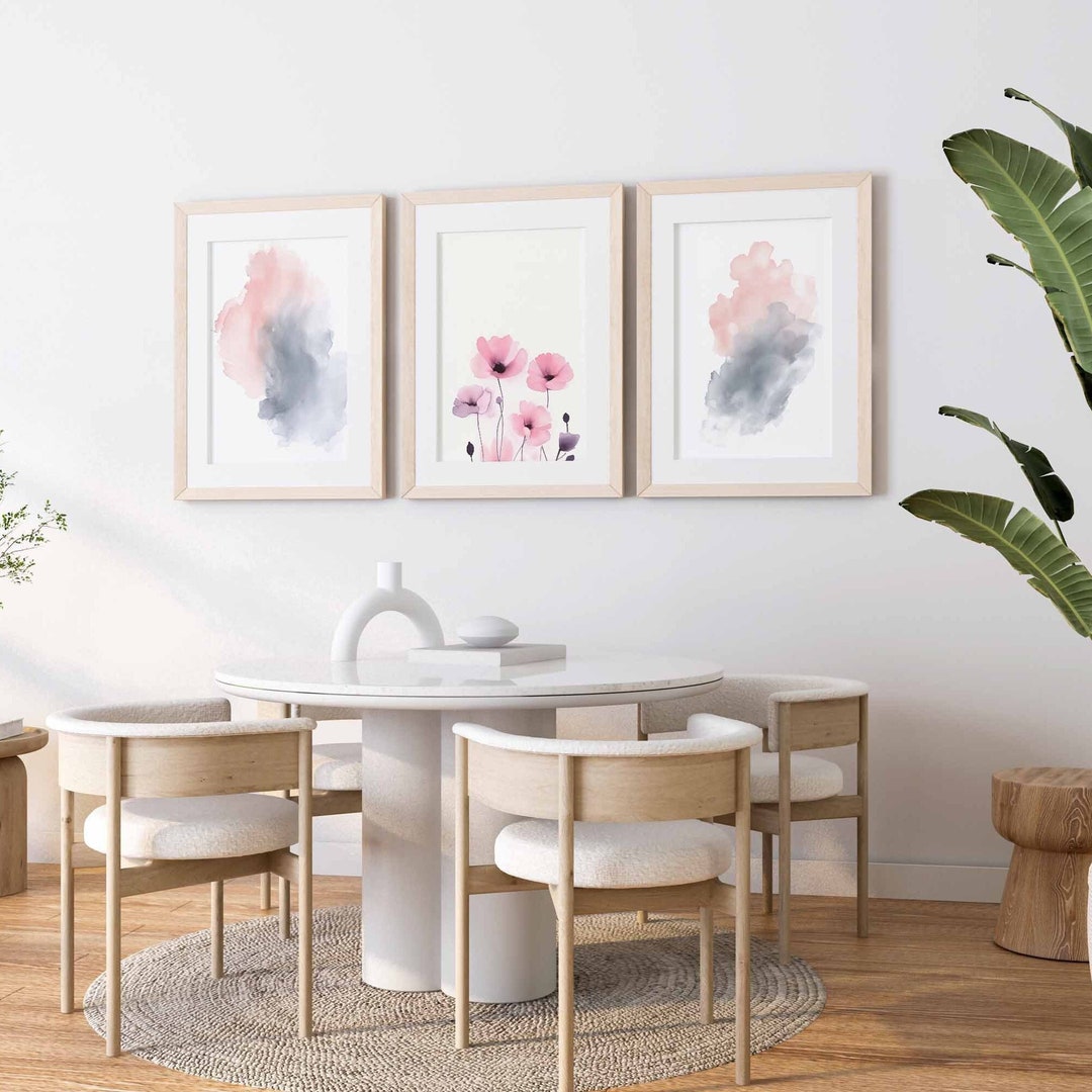 Botanical Line Art Gallery Wall Art Set of 3 Prints Nature Wall Art ...