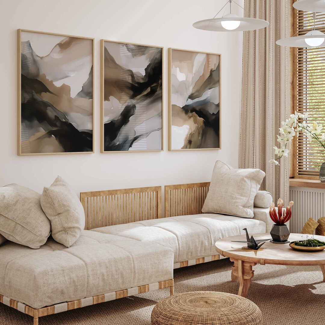 Abstract Wall Art Textured Gallery Wall Art Set of 3 Neutral Tones ...