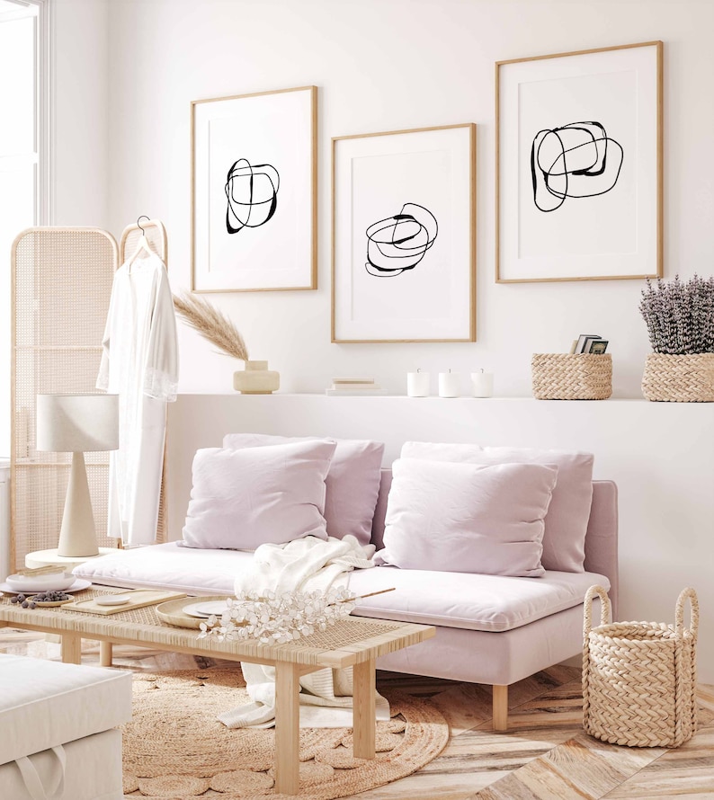 Modern Simple Minimal Gallery Wall Art Set of 3 Black and - Etsy