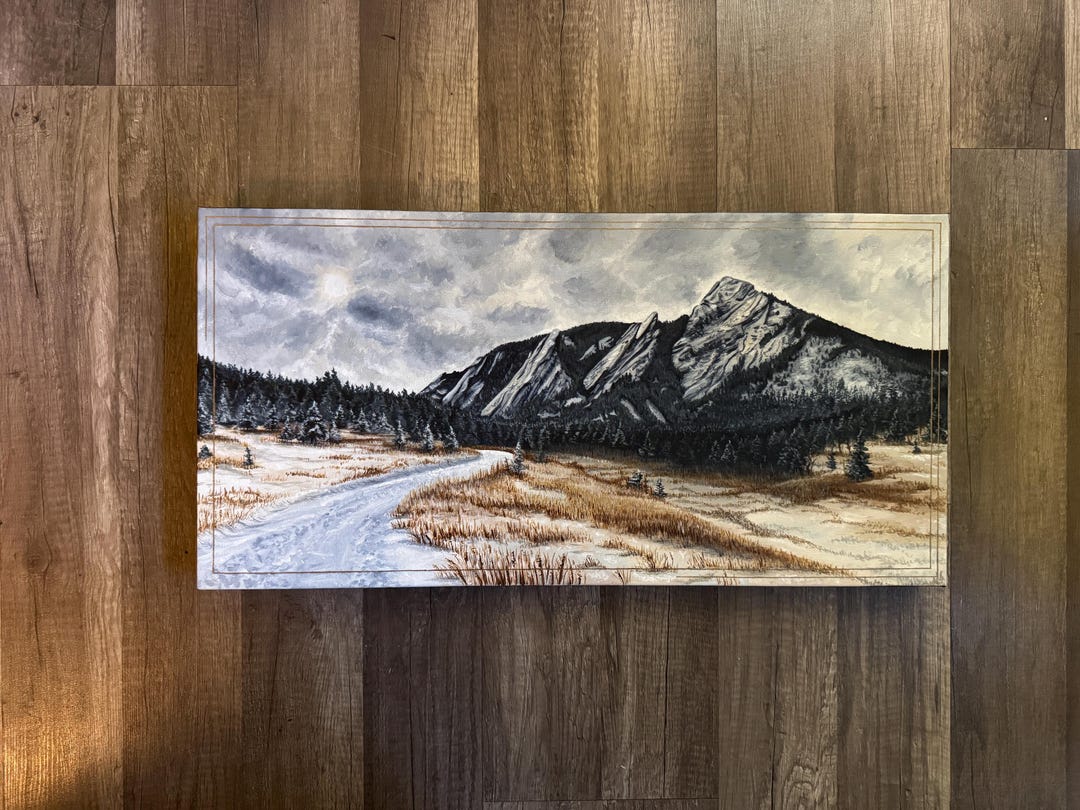 12x24 Snowy Boulder Flatirons Acrylic Painting - ORIGINAL - Etsy