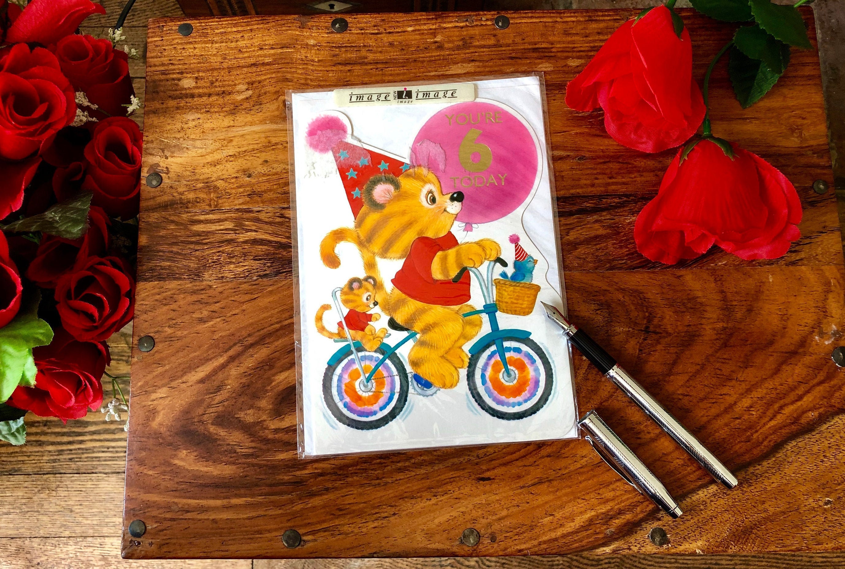 VINTAGE KITSCH Birthday CARD, 1980s 1990s Birthday Card, Tiger Cat Card ...