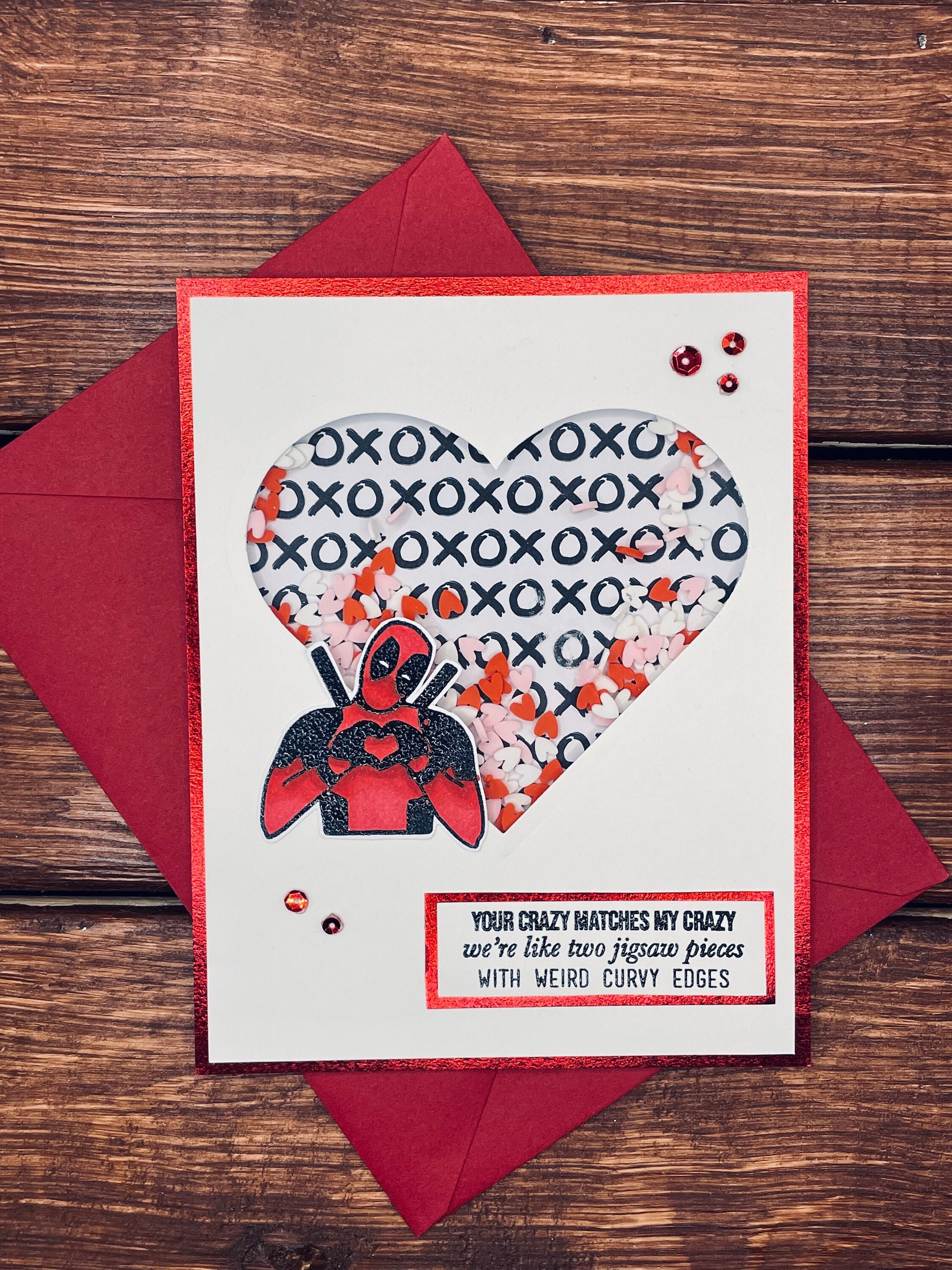 Deadpool - You're Crazy Matches My Crazy- Shaker Card - Valentine's Day ...