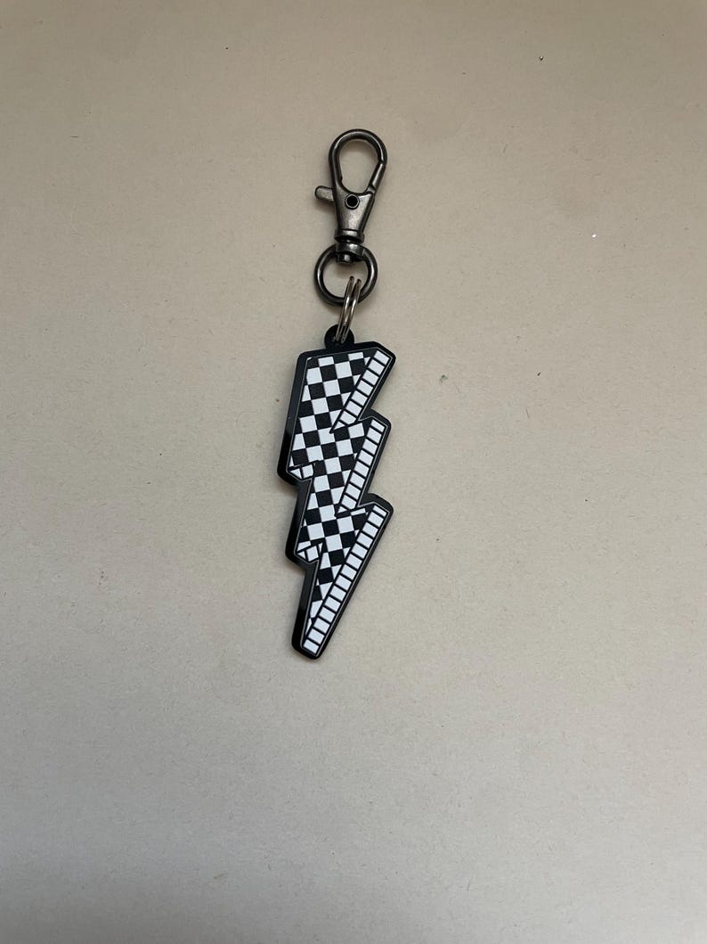 Acrylic Checker Lightning Bolt Bag Charm/ Lightning Bolt Keychain - Etsy