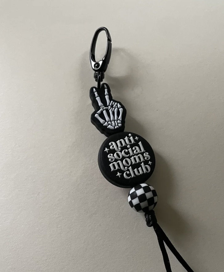 Skeleton Peace/ Anti Social Moms Club Keychain - Etsy
