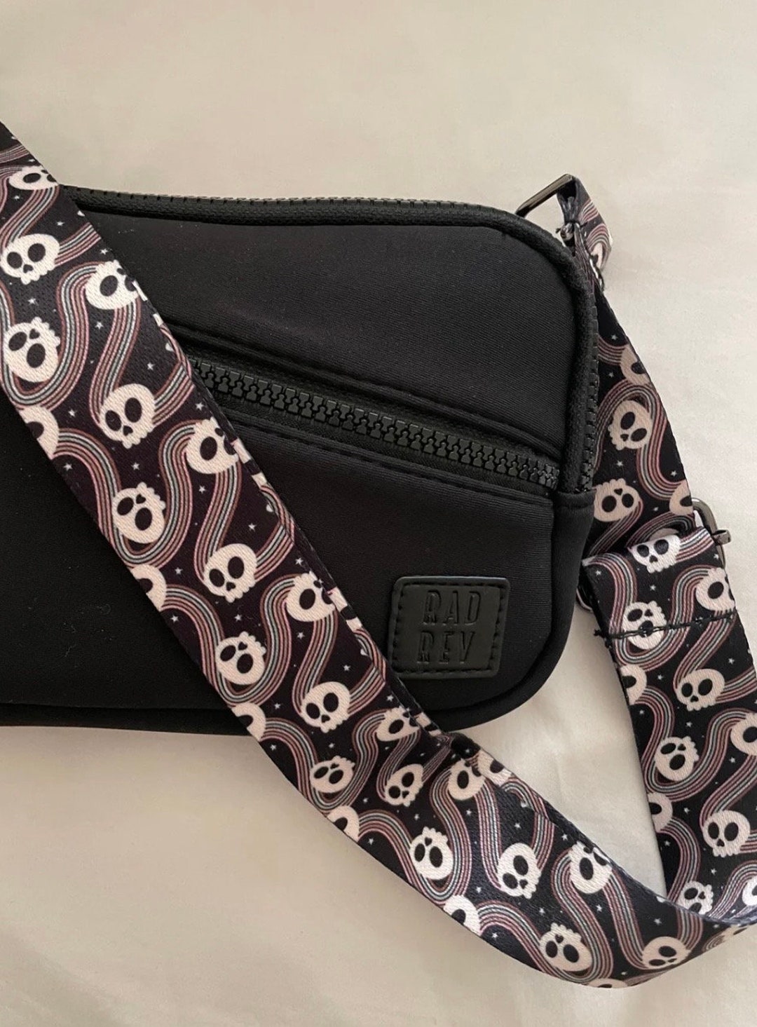 Black Wavy Skull Bag Strap - Etsy
