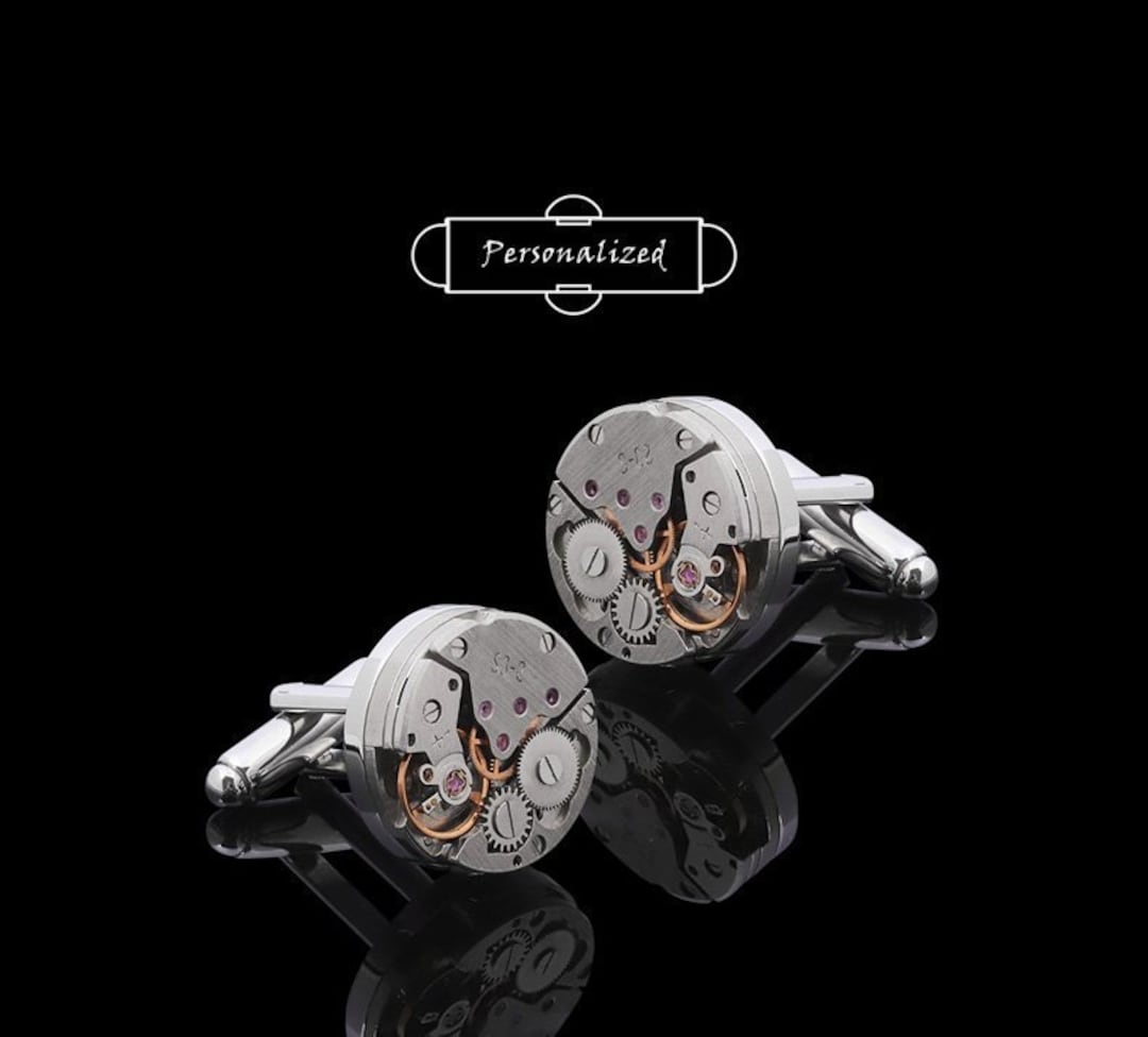 Personalized Cufflinks Watch Movement Mechanical Cufflinks Clock ...