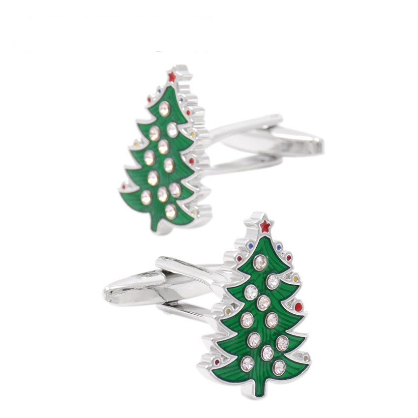 Personalized Cuff Links Silver Toned Christmas Tree Cufflinks - Etsy